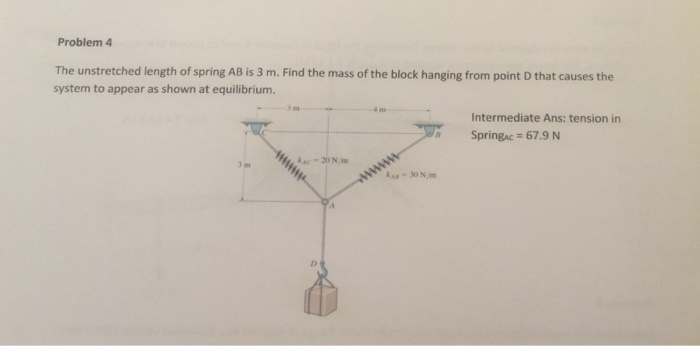 Solved Problem 4 The unstretched length of spring AB is 3 m. | Chegg.com