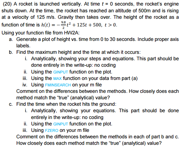 Solved The HW2A function in MATLAB is: function h = | Chegg.com