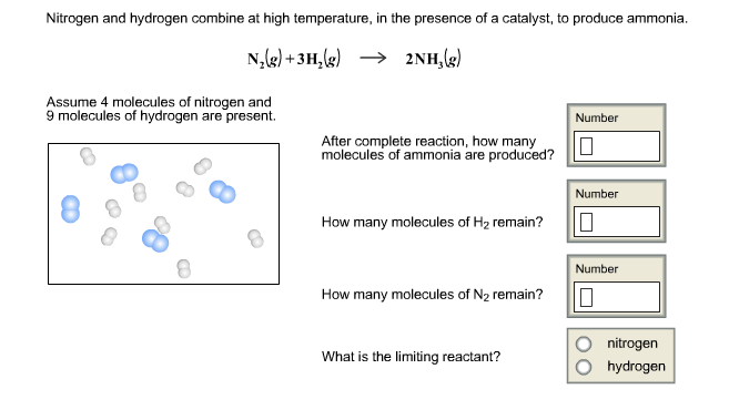 Solved Nitrogen and hydrogen combine at high temperature, in | Chegg.com