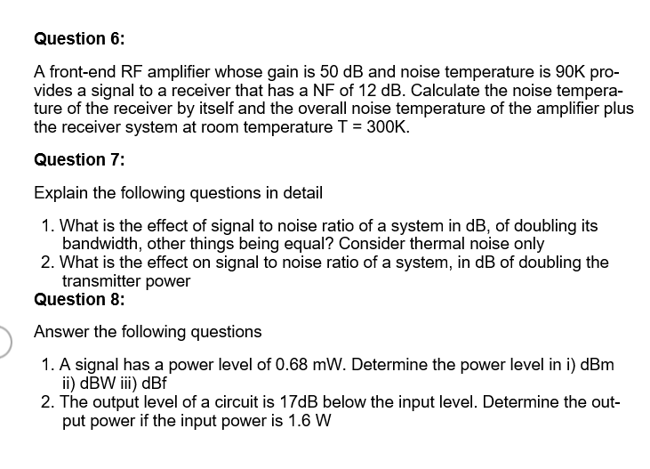 Solved Question 1: A three-stage amplifier has the following | Chegg.com
