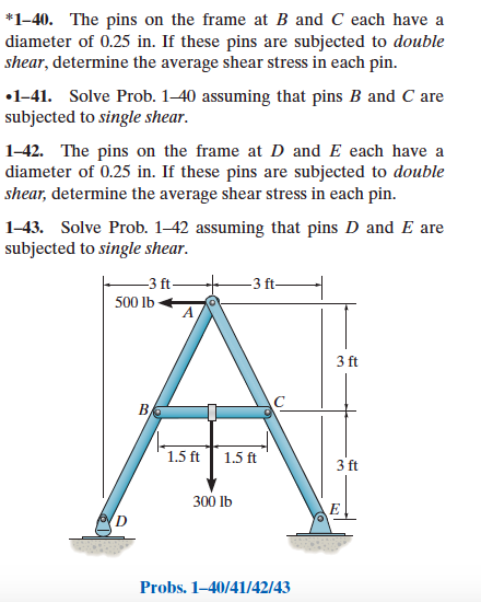 Solved The pins on the frame at B and C each have a diameter | Chegg.com