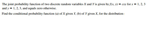 Solved The joint probability function of two discrete random | Chegg.com