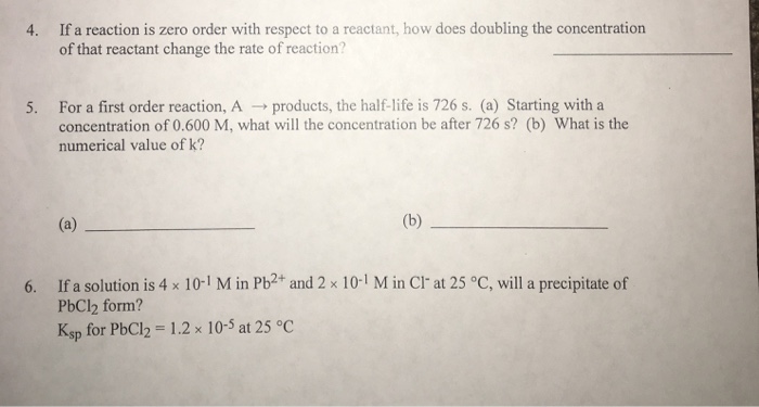 Solved If a reaction is zero order with respect to a | Chegg.com