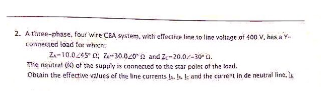 Solved A three-phase, four wire CBa system, with effective | Chegg.com