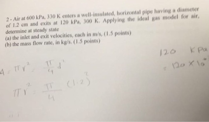 Solved Air at 600 kPa, 330 K enters a well-insulated, | Chegg.com