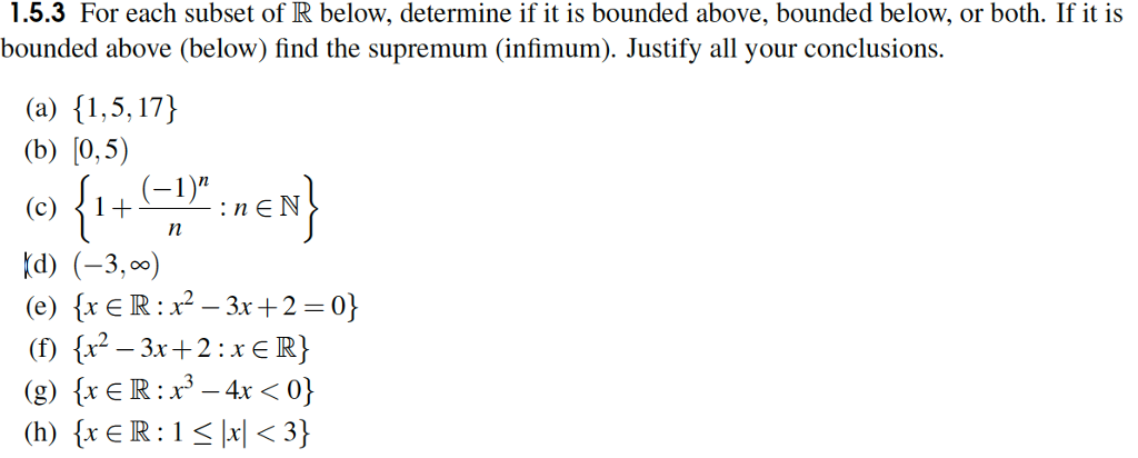 Solved For each subset of R below, determine if it is | Chegg.com