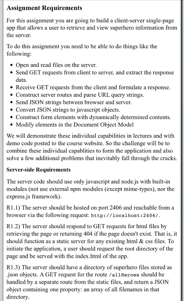 Solved JavaScript based single page Web apps Due: Tuesday | Chegg.com