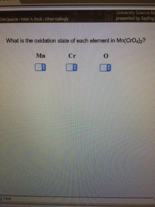 Solved What is the oxidation state of each element in | Chegg.com