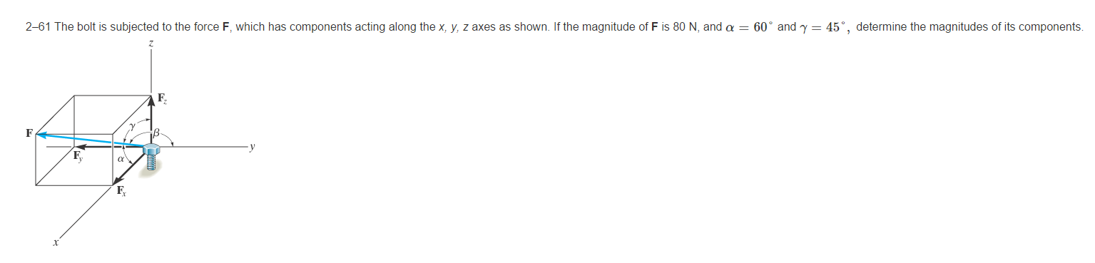 Solved The bolt is subjected to the force F, which has | Chegg.com