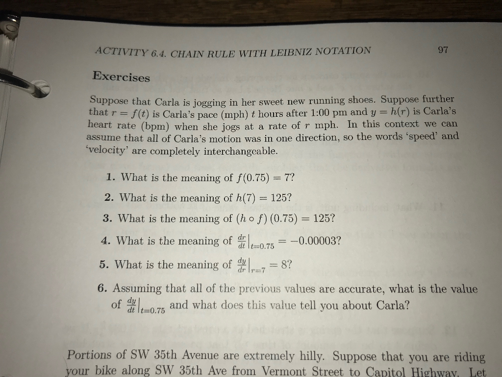 Solved Activity 6 4 Chain Rule With Leibniz Notation 97