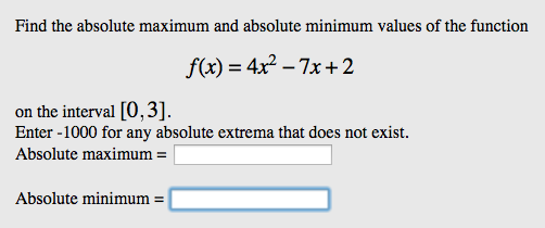 Solved Find the absolute maximum and absolute minimum values | Chegg.com