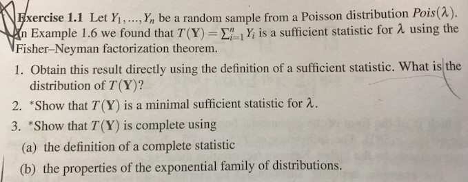 Solved xercise 1.1 Let Y,..,Y, be a random sample from a | Chegg.com Solved xercise 1.1 Let Y,..,Y, be a random sample from a | Chegg.com