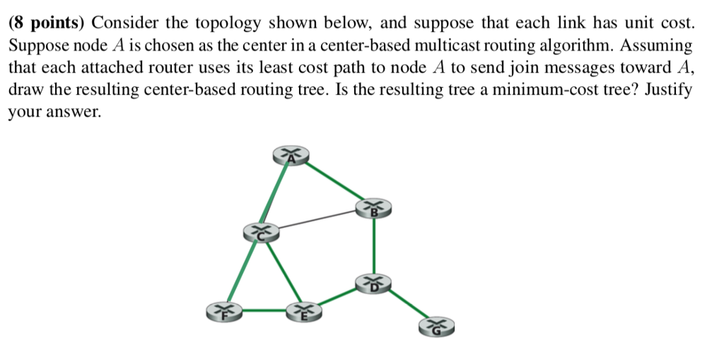 Solved (8 points) Consider the topology shown below, and | Chegg.com Solved (8 points) Consider the topology shown below, and | Chegg.com