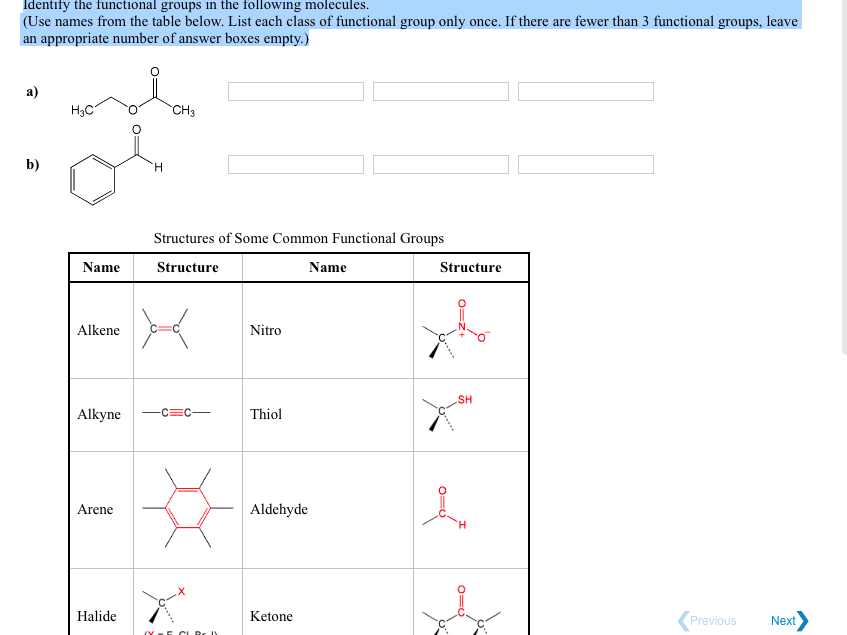 Solved Identify the functional groups in the following | Chegg.com