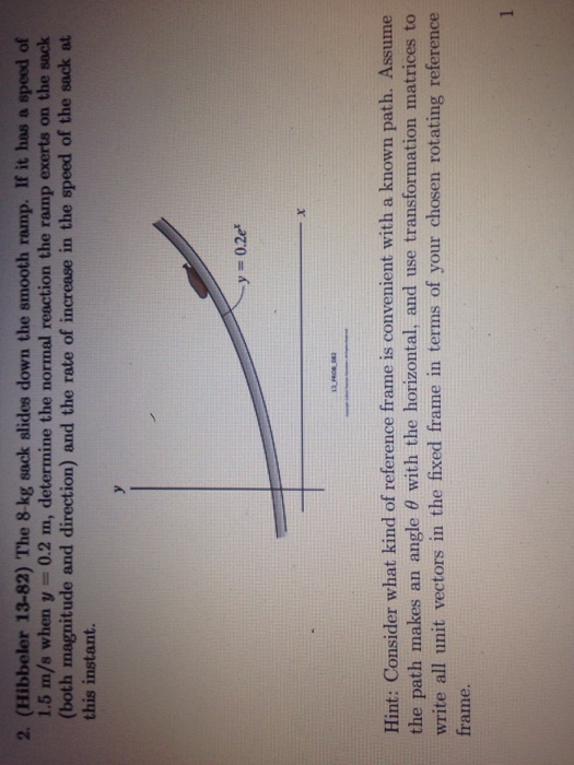 Solved The 8 kg sack slides down the smooth ramp. If it has | Chegg.com