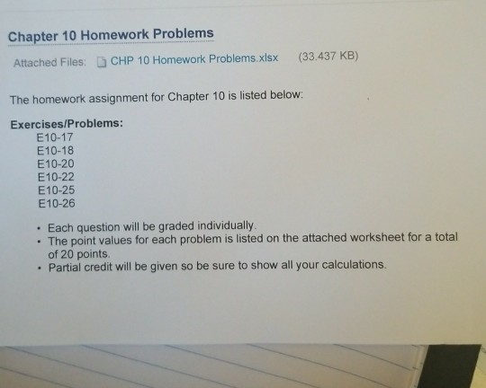Chapter 10 Homework Problems Attached Files: CHP 10 | Chegg.com