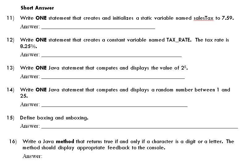 Solved 11 Write One Statement That Creates And Initializes