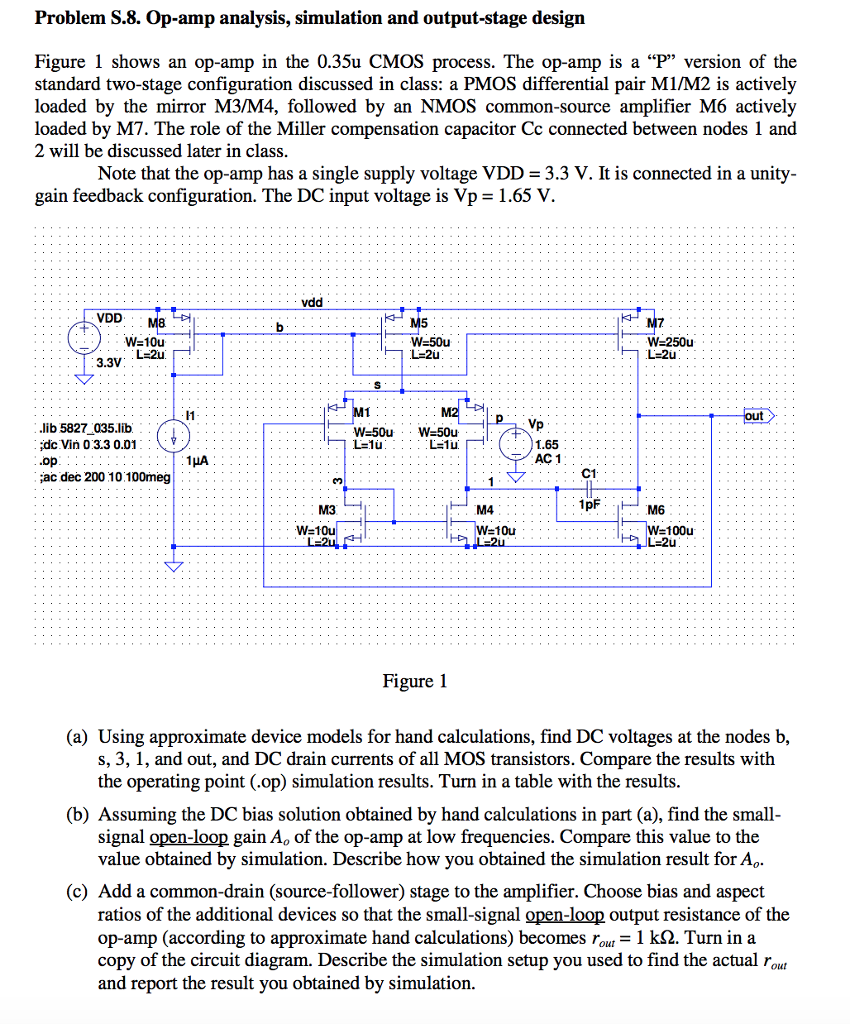 Problem S.8. Op-amp analysis, simulation and | Chegg.com