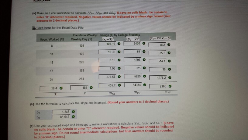 Solved fa) Make an Excel worksheet to calculate ssa. SSys | Chegg.com