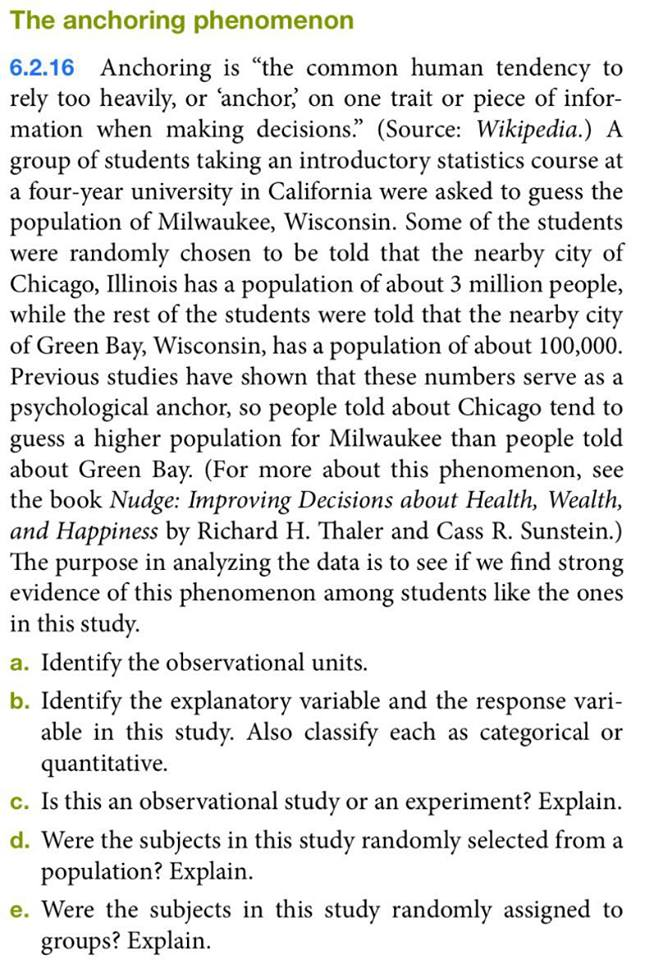 Solved The anchoring phenomenon 6.2.16 Anchoring is "the | Chegg.com