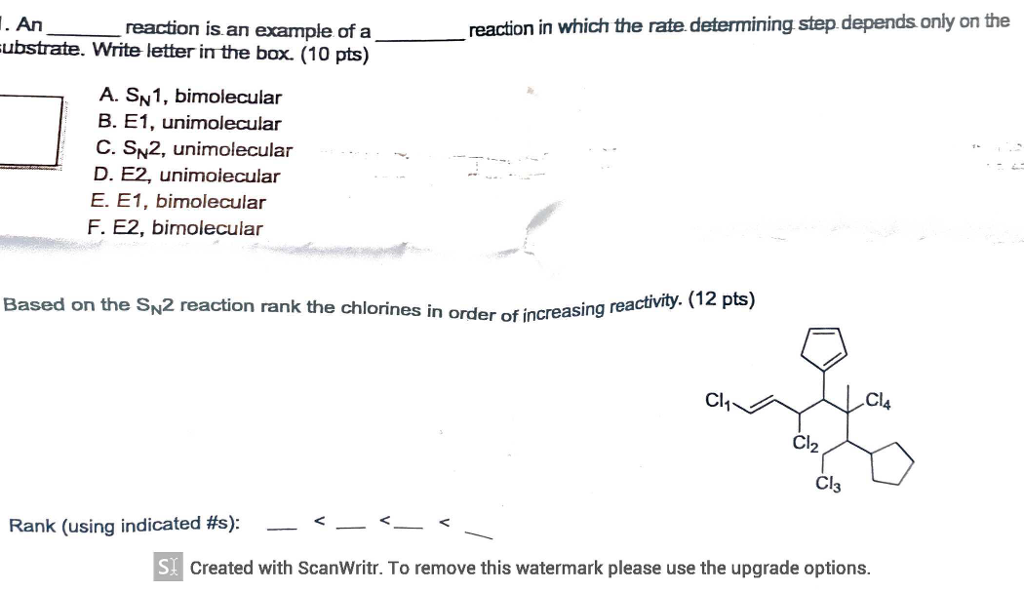 Solved A _____ reaction is an example of a _____ reaction in | Chegg.com