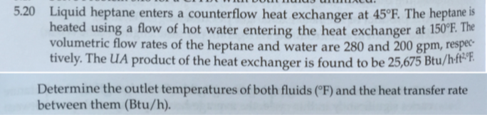Solved Liquid heptane enters a counterflow heat exchanger at | Chegg.com