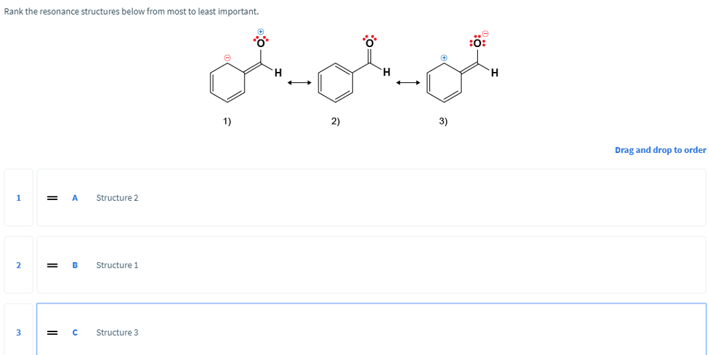 Solved Rank the resonance structures below from most to | Chegg.com