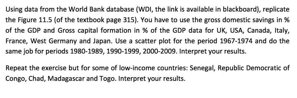Solved Using data from the World Bank database (WDI, the | Chegg.com