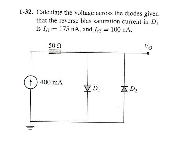 Solved 1-32. Calculate the voltage across the diodes given | Chegg.com