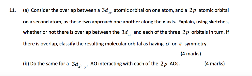 Solved (a) Consider the overlap between a 3d_xy atomic | Chegg.com