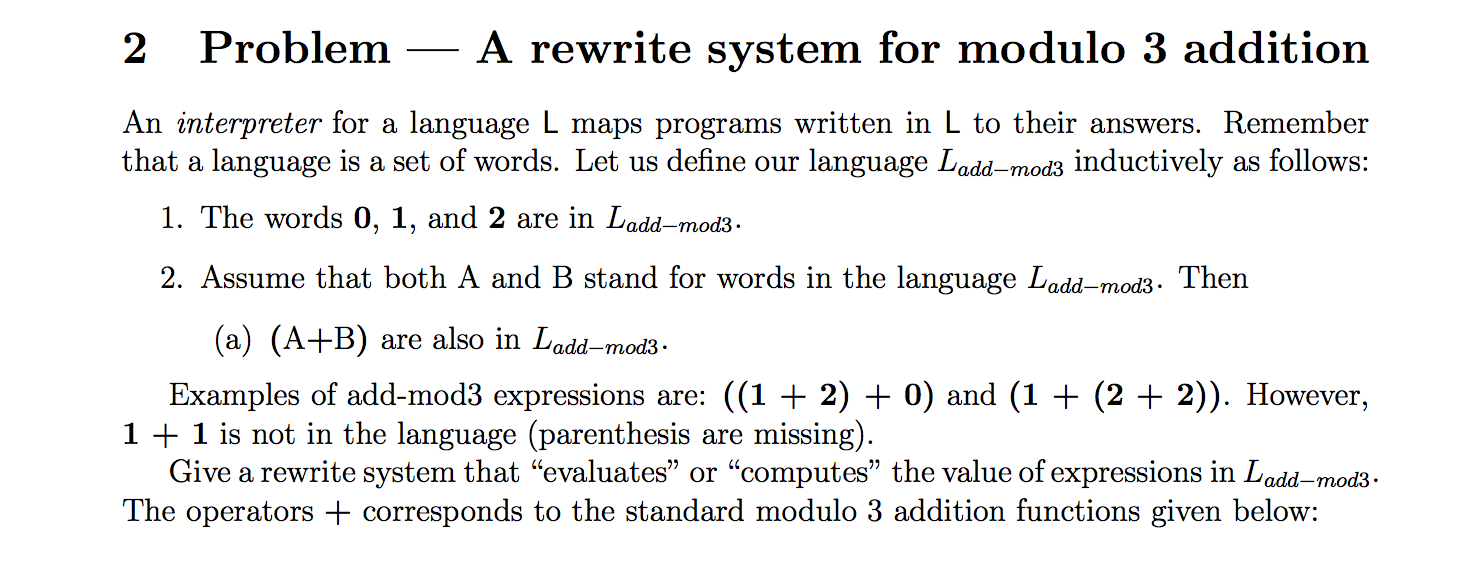Solved A Rewrite System for Modulo 3 Addition | Chegg.com