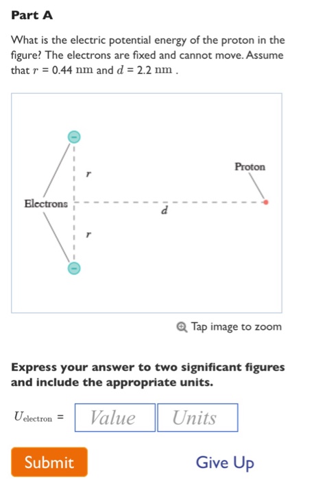 Solved What is the electric potential energy of the proton | Chegg.com