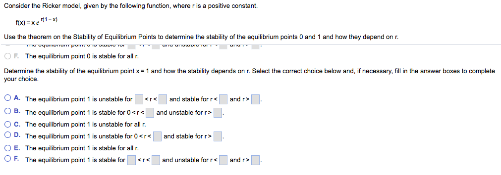 Solved Consider the Ricker model, given by the following | Chegg.com
