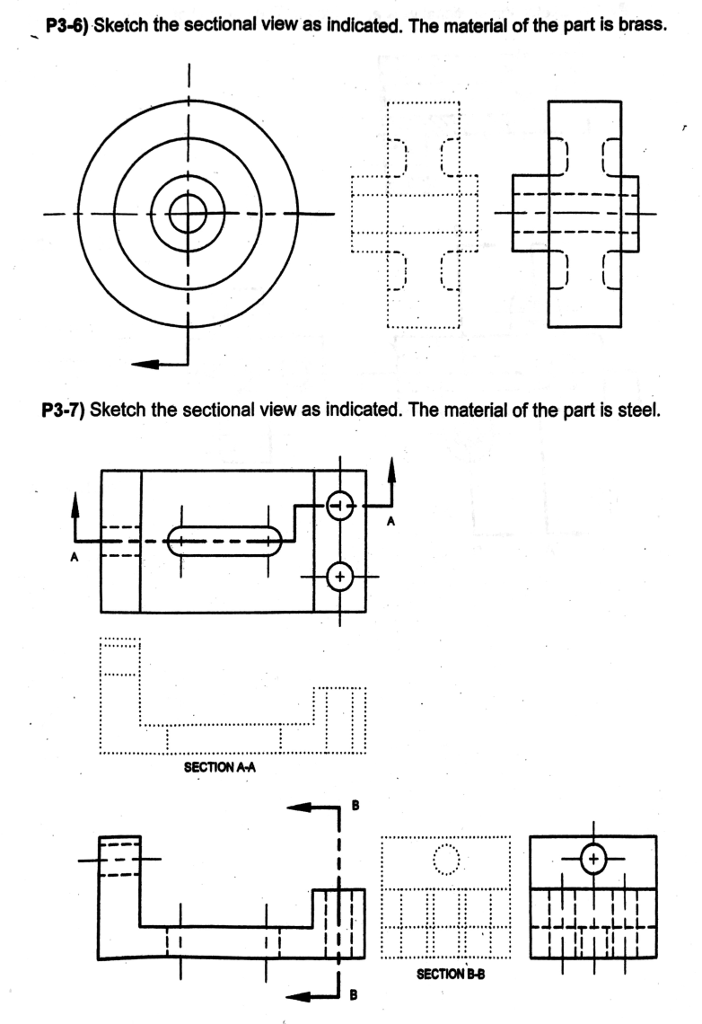 Solved P3.60 Sketch the sectional view as indicated. The | Chegg.com