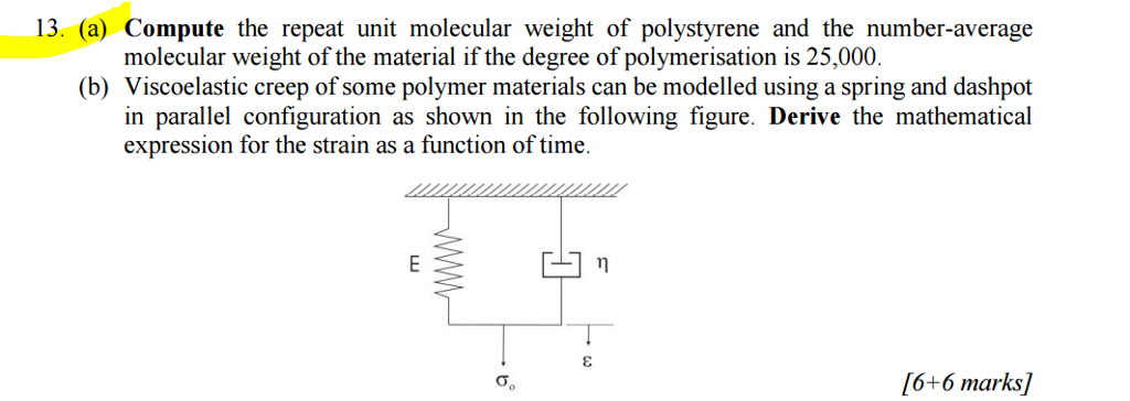 Solved Compute the repeat unit molecular weight of | Chegg.com