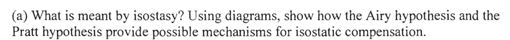 Solved (a) What is meant by isostasy? Using diagrams, show | Chegg.com