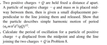 Solved Two positive charges +Q are held fixed a distance d | Chegg.com