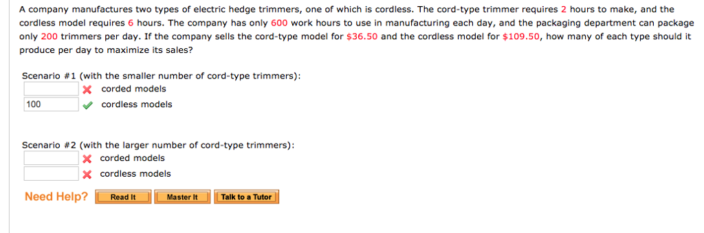 Solved A company manufactures two types of electric hedge | Chegg.com