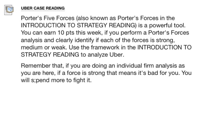 Solved UBER CASE READING Porter's Five Forces (also known as | Chegg.com
