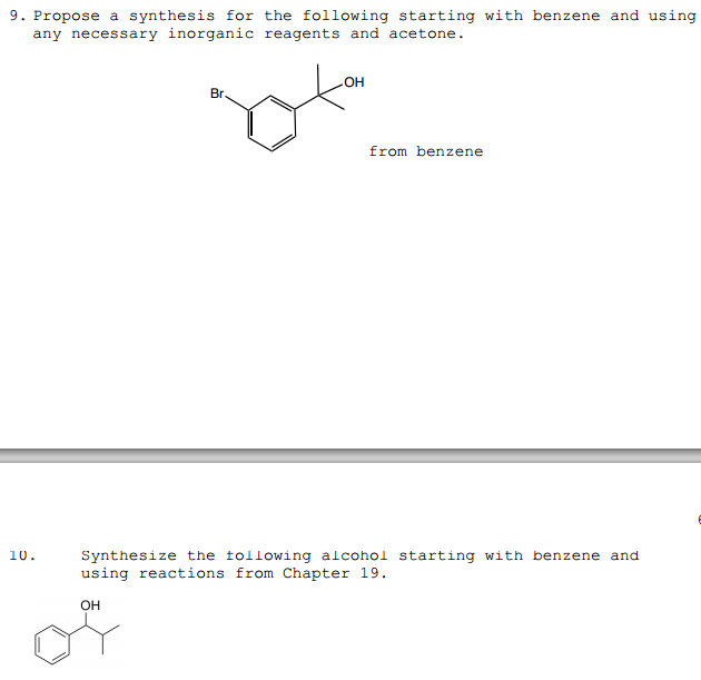 Solved 9. Propose a synthesis for the following starting | Chegg.com
