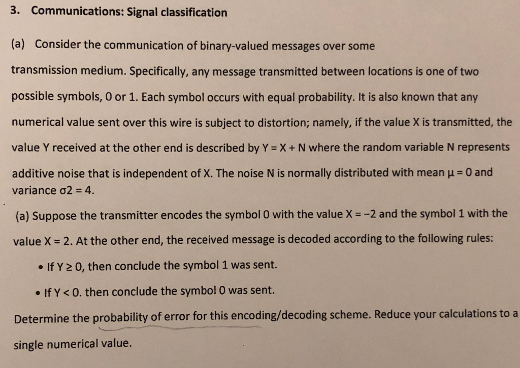Solved 3. Communications: Signal classification (a) Consider | Chegg.com