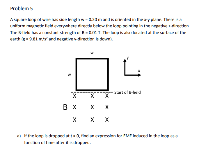 Solved A square loop of wire has side length w 0.20 m and is | Chegg.com
