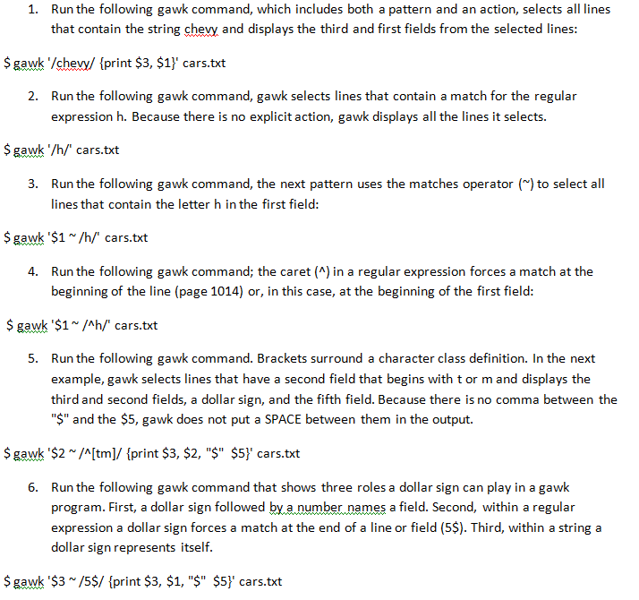 Solved Copy and paste your gawk program/command and screen | Chegg.com