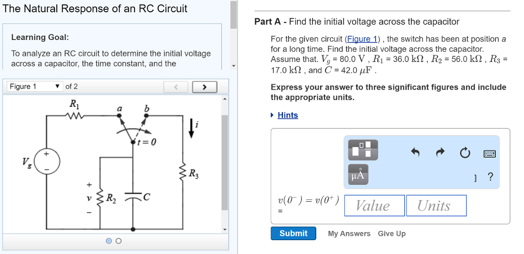 Solved The Natural Response of an RC Circuit Part A - Find | Chegg.com