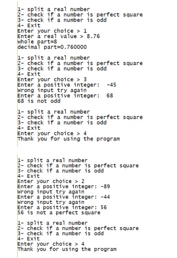 Solved Write an interactive program that displays a menu | Chegg.com