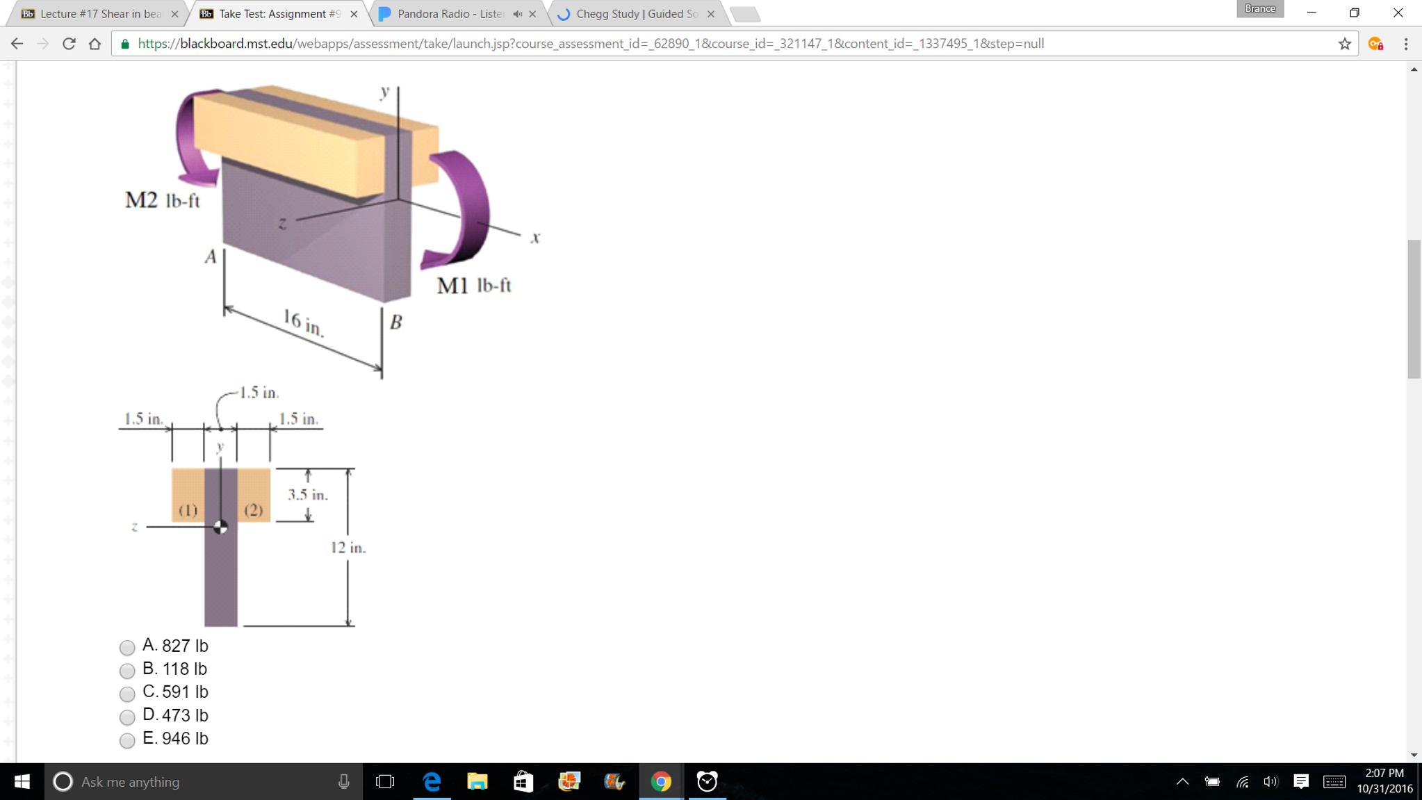 A beam segment subjected to internal bending moments | Chegg.com
