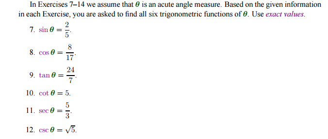 Solved We assume that theta is an acute angle measure. Based | Chegg.com