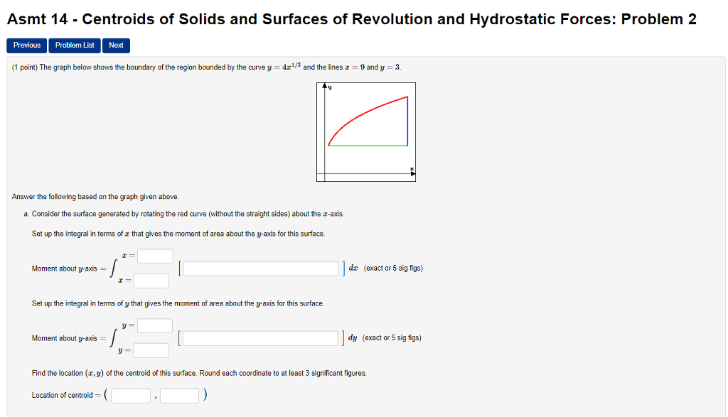 Solved Asmt 14 - Centroids of Solids and Surfaces of | Chegg.com