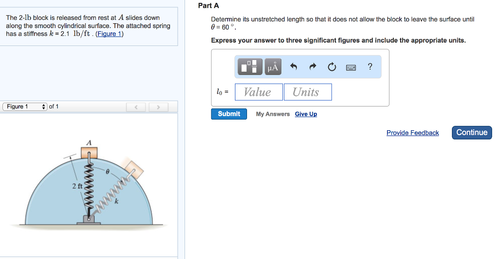 Solved Part A The 2-lb block is released from rest at A | Chegg.com