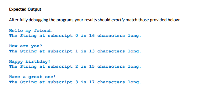 Solved Expected Output After fully debugging the program, | Chegg.com